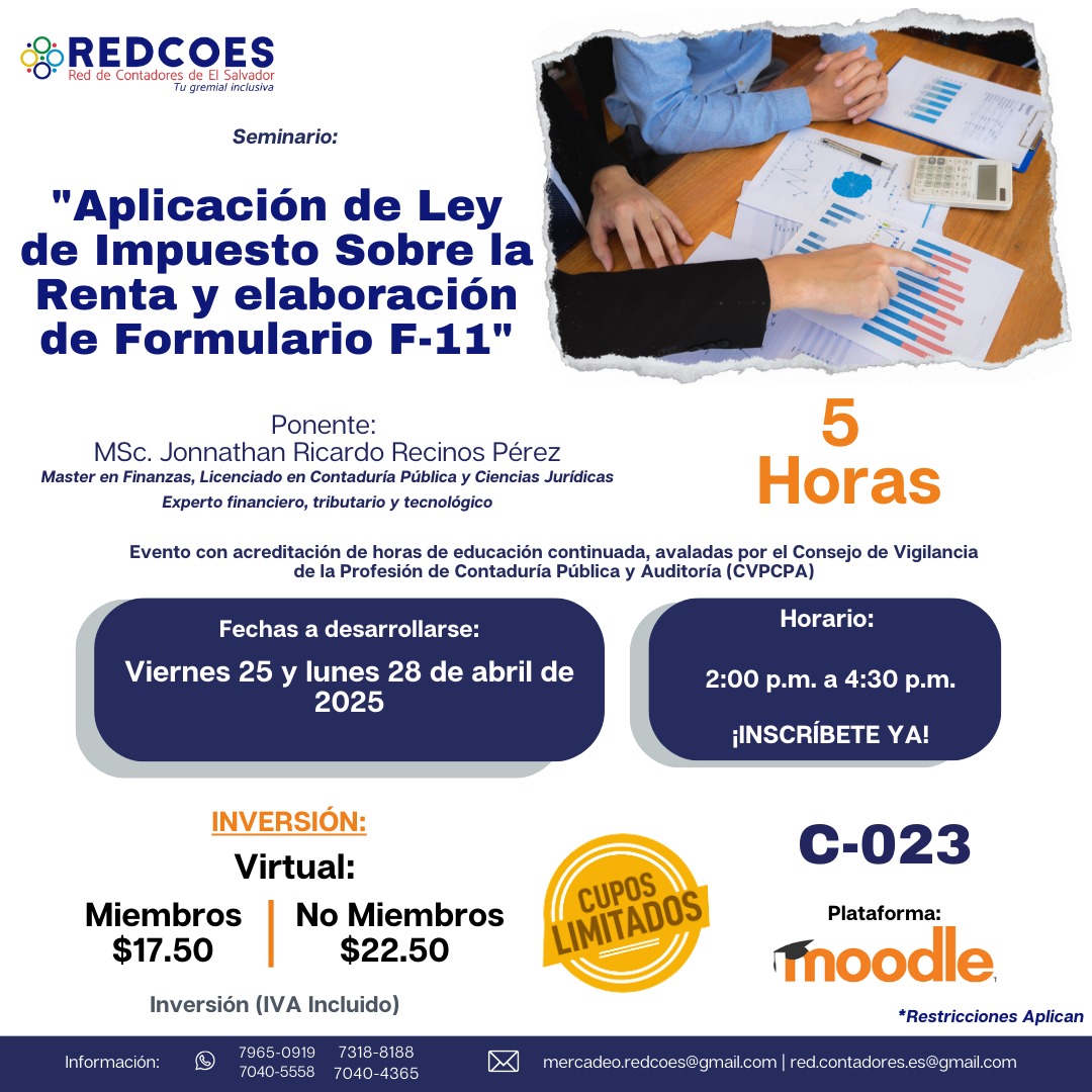Seminario Aplicación de Ley de Impuesto sobre la Renta y elaboración de Formulario F-11_1 ...
